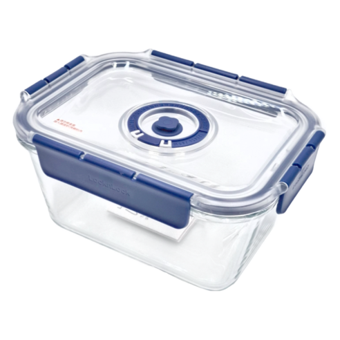 LocknLock 樂扣樂扣 LBG449VAC TOPCLASS抽真空玻璃保鮮盒 BLU-CN-8 1.5L, 1 個容器 + 1 個蓋子 ...