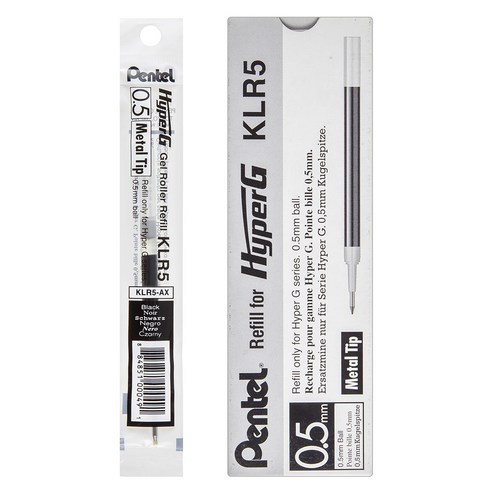 Pentel 飛龍文具 Hyper G 圓珠筆筆芯 0.5mm KLR5-AX, 黑色的, 12個 - 筆芯 | 酷澎
