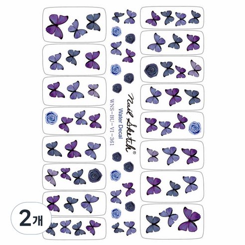 Nail Sketch 指甲水轉印貼, 361 紫色蝴蝶, 2個 - 指甲貼紙 | 酷澎