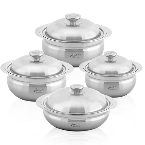 CROBELL IH爐適用Apple Pot不鏽鋼鍋具組, 單色, 雙耳鍋 16cm+雙耳鍋 20cm+雙耳鍋 24cm砂鍋 24cm, 1組 ...