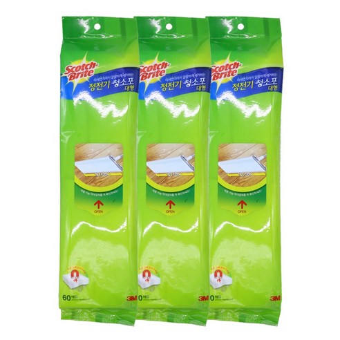 3M 정전기 청소포 대형 60매입x3개, 대형, 3개 - 밀대용패드/청소포 | 쿠팡