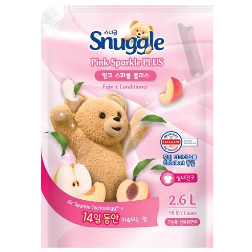 스너글 핑크스파클 플러스 실내 건조 섬유유연제 리필, 2.6L, 1개 - 액체섬유유연제 | 쿠팡