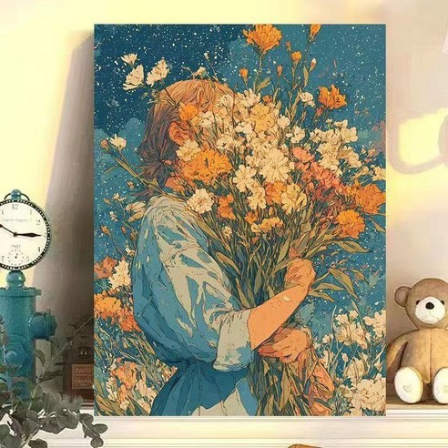 DIY 숫자 유화 코티지 미술재료 세트 해바라기액자 일본애니 동물 - 정물화 | 쿠팡