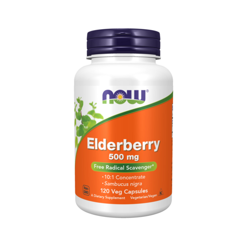 NOW Foods 接骨木莓 500mg 素食膠囊, 120錠, 1個 - 接骨木 | 酷澎