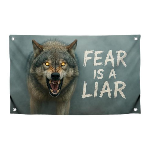 3x5 Feet Evil Wolf Meme Flag with Quote ''Fear Is A Liar'' with Four ...
