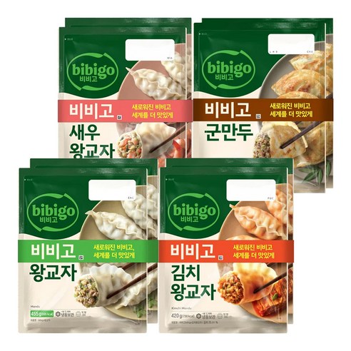 CJ 비비고 왕교자 4종 혼합 (왕교자455g+김치420g+새우315g+군만두450g 각 2봉) - 교자만두 | 쿠팡