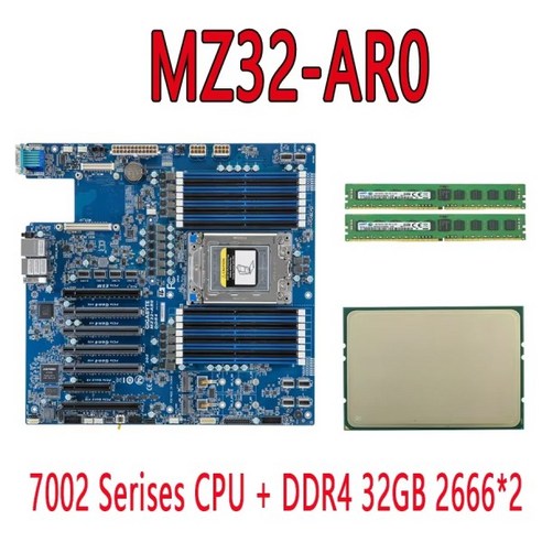 MZ32-AR0 REV.1.0 AMD EPYC 7B12 3.30GHz 64C 128T 240W TDP 8x16GB = 128GB 2666mhz DDR4 RAM 메 - 인텔용 ...