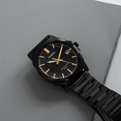 카시오 MTP-E720B-1A 빈티지 아날로그 데이트 그리드 패턴 드레스워치 남자 메탈 시계 - 시계 | 쿠팡