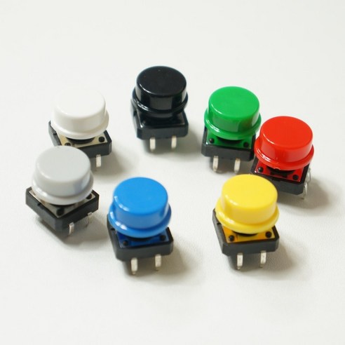 [파츠키츠] 택트스위치+캡 7칼라세트 Tact Switches 12x12mm 아두이노 - CPU | 쿠팡
