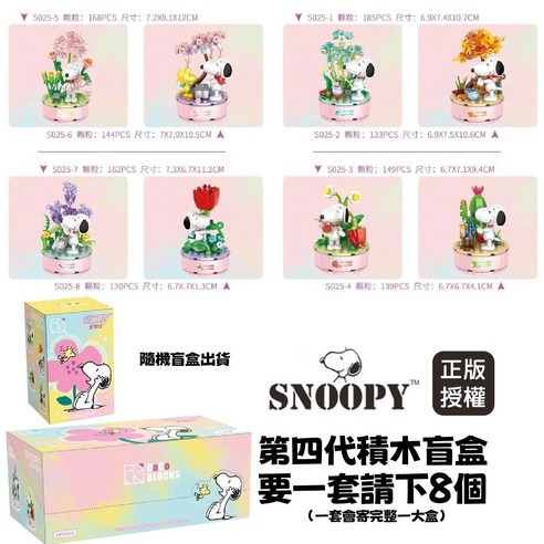 CaCo BLOCKS 史努比積木盲盒 多款主題系列 正版授權收藏公仔, 多色 - 樂高相容積木 | 酷澎