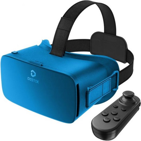 DESTEK V5 VR 헤드셋 휴대폰용 컨트롤러 포함 블루라이트 차단 HD 렌즈 110° 시야각 가상현실 고글 아이폰 ...