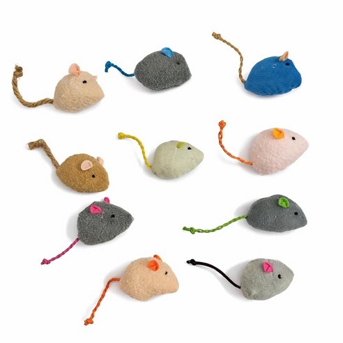 Haourlife Cat Toys Mouse Set 10 Pack Plush Mice with Rope Tails Soft ...