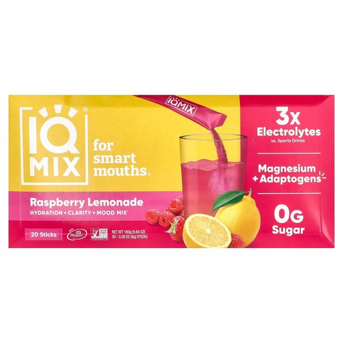 IQBAR IQ Mix® Raspberry Lemonade 20 Sticks 0.28 oz 8 g Each - 아미노산 | 쿠팡