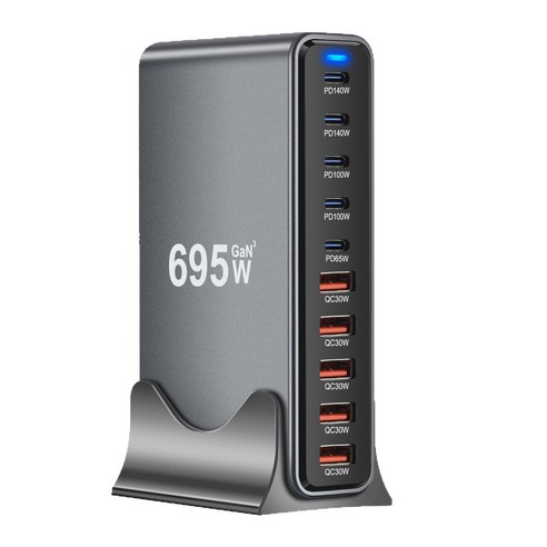 'Geeah 고속충전기 GaN 695W PPS PD.3.0 초고속 충전케이블 c타입 10포트 멀티 충전기 어댑터 타입 140w ...