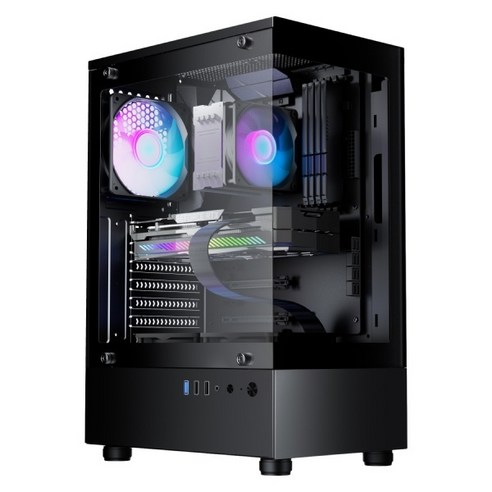 [주식회사 투민시스템] TA100 RGB 강화유리 [미들타워] [블랙] - 케이스 | 쿠팡