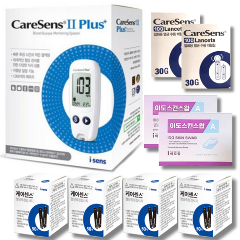 케어센스2 혈당측정기+검사지210매+침210개+솜200매 CareSense 당뇨 혈당계 혈당체크기 당뇨체크기 혈당기계 아이센스 ...