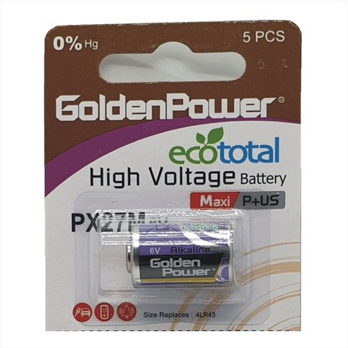 골든파워 4LR43 알카라인 배터리 건전지 PX27G PX27A 4SG12 PX27 PX27M 4AG12 S27PX- 1알, 1 ...