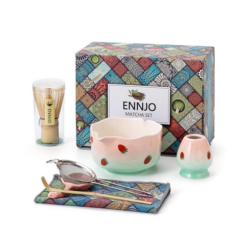 ENNJO 7 Pcs Matcha Whisk Set Includes Heart Shaped Bowl with Spout ...