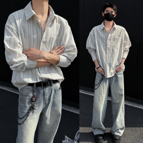 Asure 남성셔츠 스트라이프셔츠 긴팔셔츠 남방 옥스포드셔츠 - 셔츠/남방 | 쿠팡